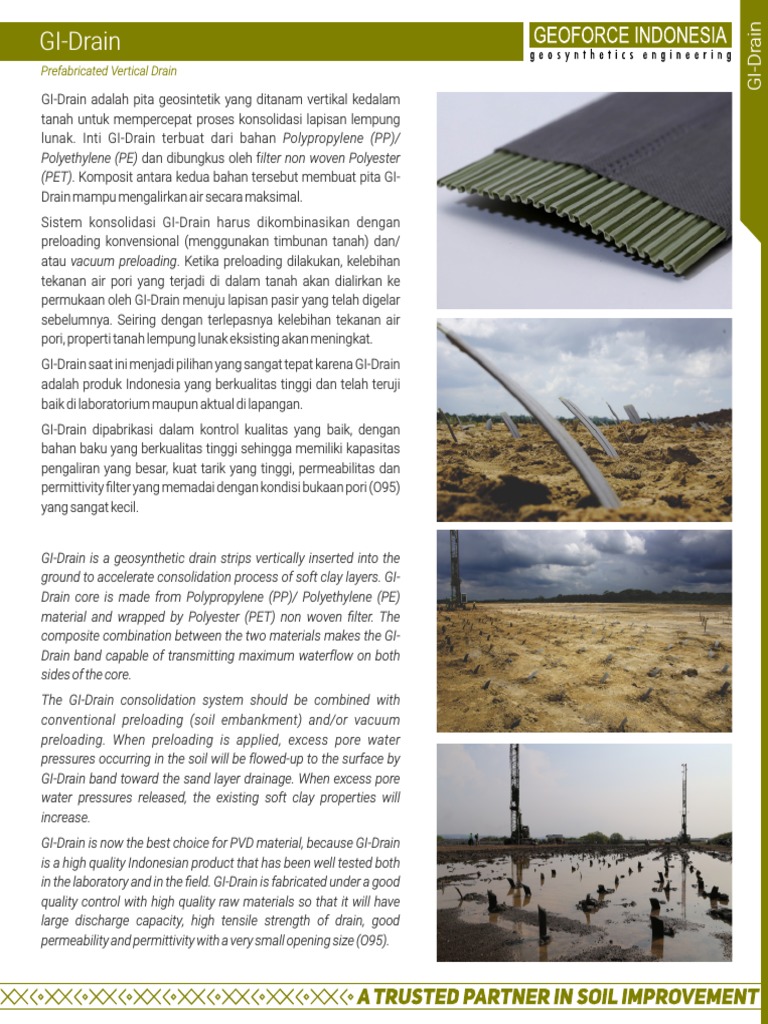 Pita Geosintetik GI-Drain untuk Konsolidasi | PDF