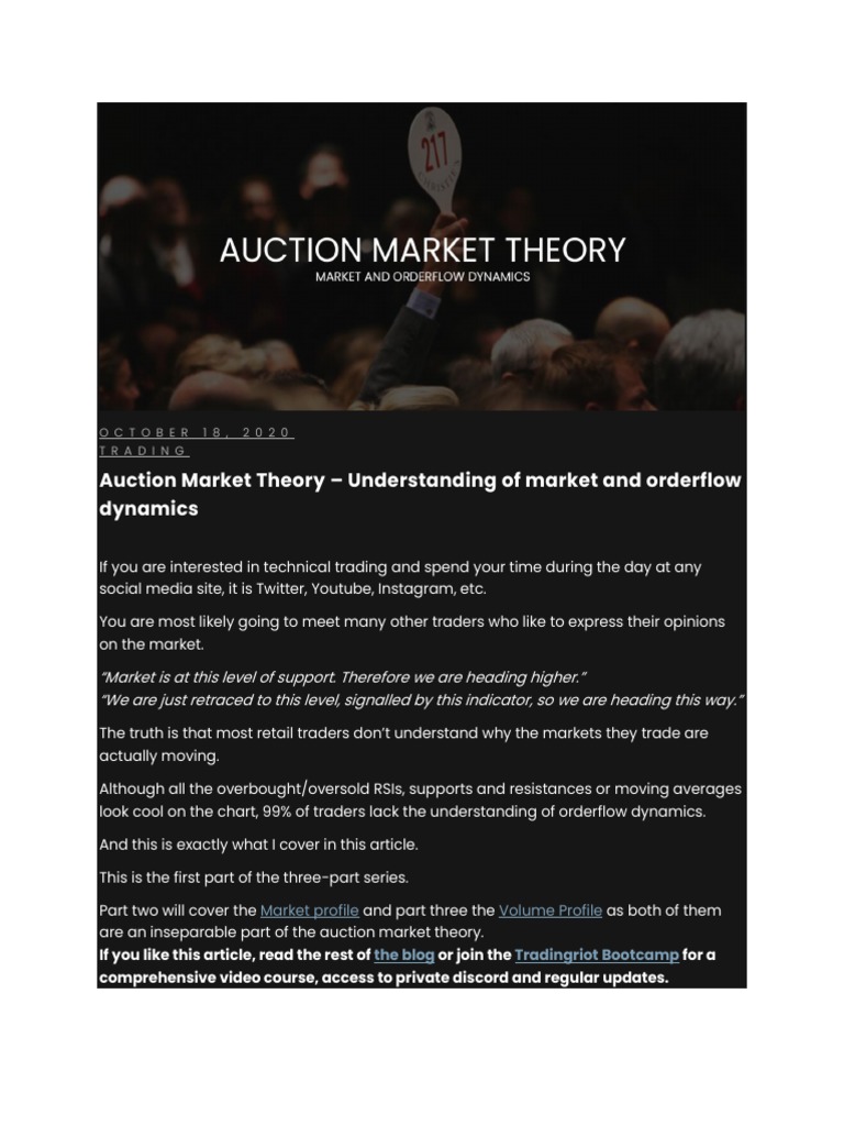 Auction Market Theory for Traders | PDF | Order (Exchange) | Market ...
