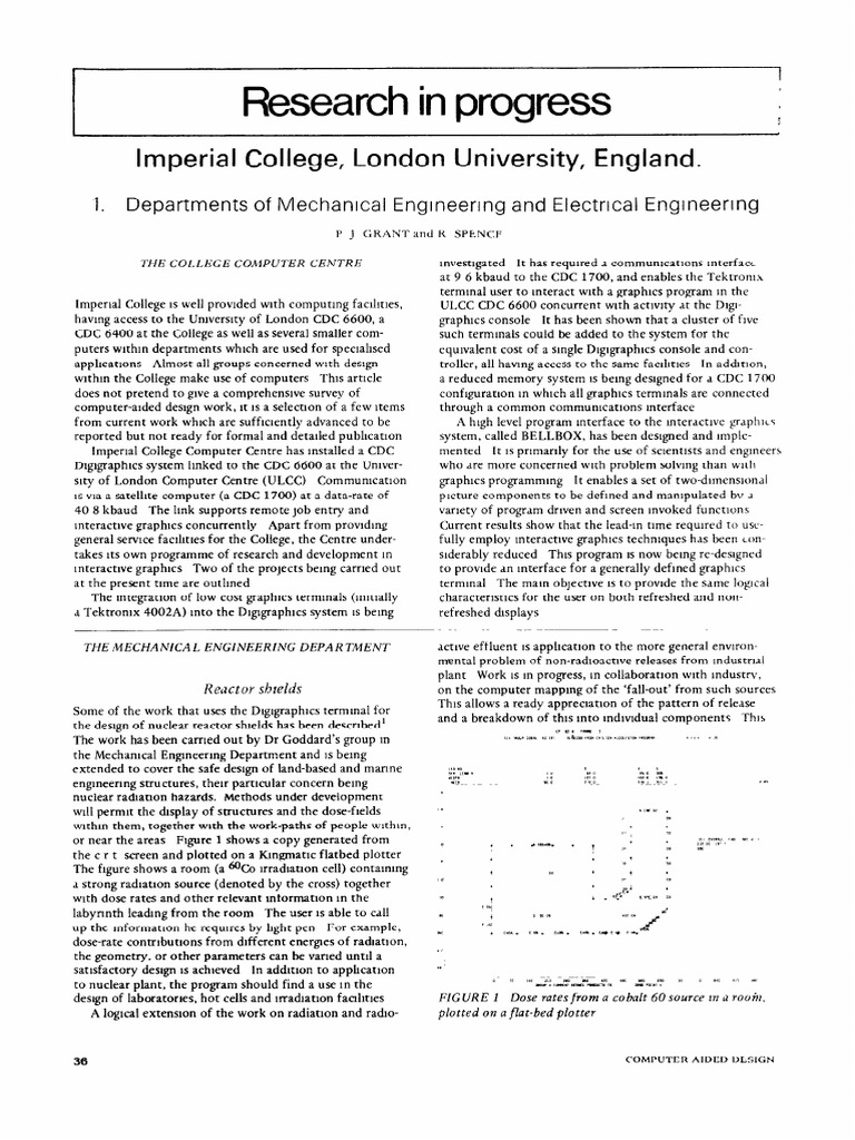 Research in Progress: Imperial College, London University, England. 1 ...
