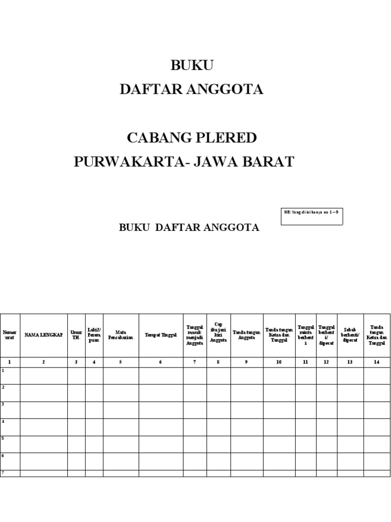 2 - Contoh BUKU DAFTAR ANGGOTA KOPERASI | PDF