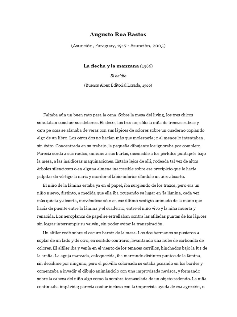 La Flecha y La Manzana Augusto Roa Bastos | PDF