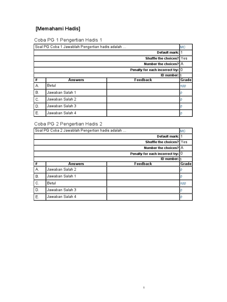 Template Soal Elearning MOODLE | PDF | Computing