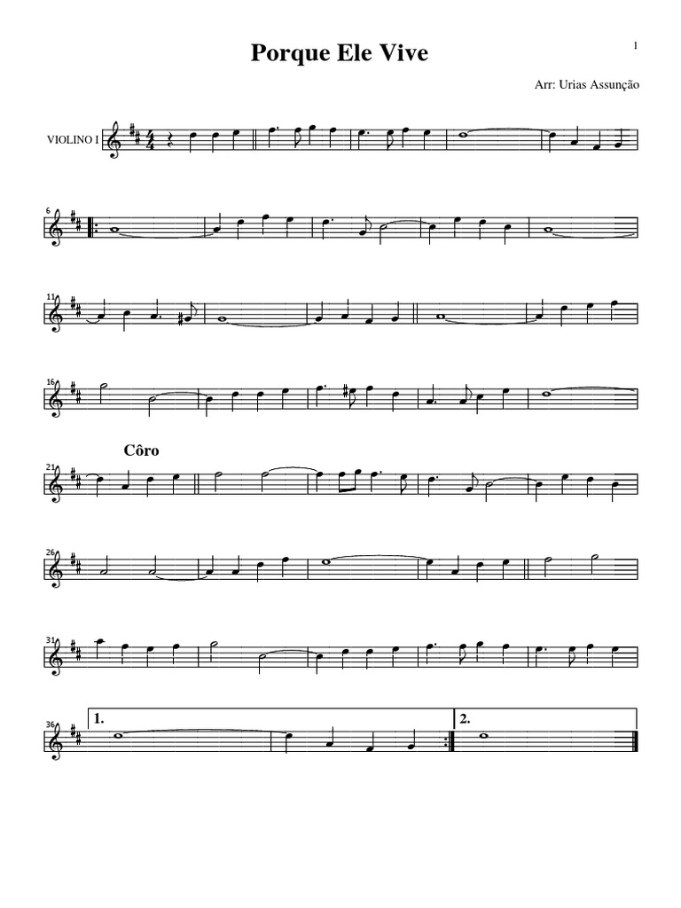 Porque Ele Vive - VIOLINO I | PDF