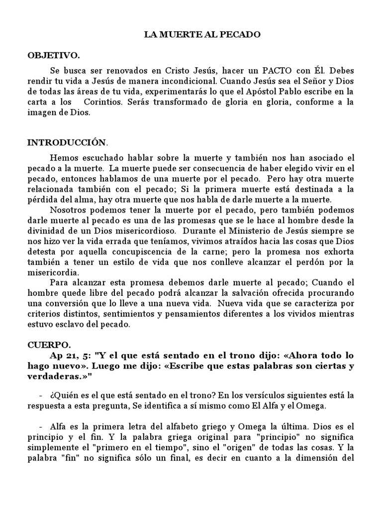 La Muerte Al Pecado | PDF | Pecado | Muerte