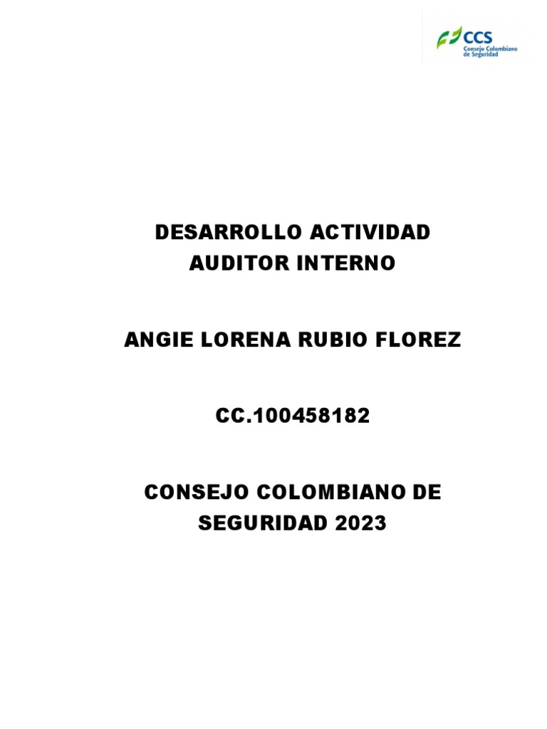 Tarea Iso Auditoria CCS 2023 | PDF | Auditoría | Contralor