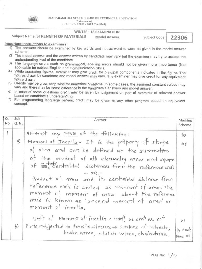 Model Answers Winter 2018 | PDF