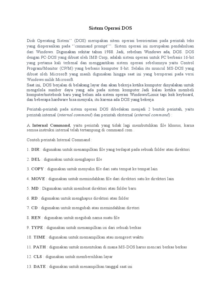 Sistem Operasi DOS | PDF