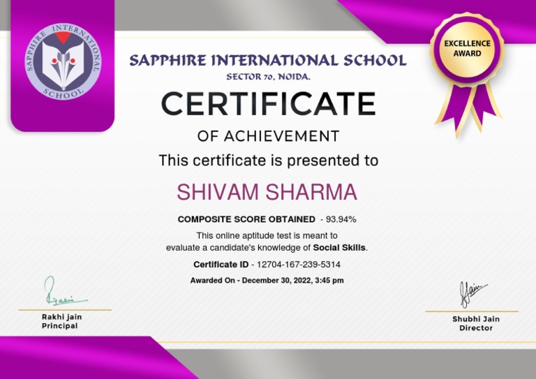 Shivam Social Skills Assessment Social Skills by SIS Noida Edelytics | PDF