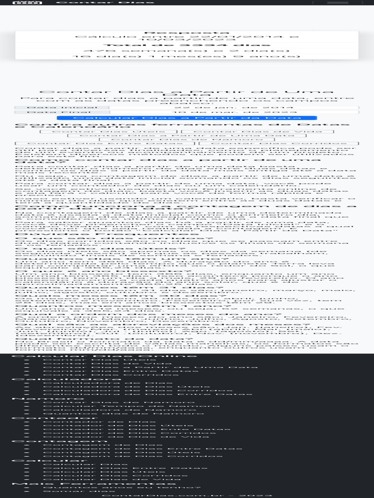 Contador de Dias para Contar Dias A Partir de Uma | PDF | Ano