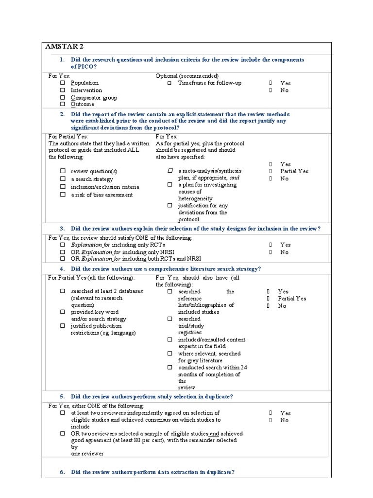 AMSTAR Check List | PDF | Meta Analysis | Randomized Controlled Trial