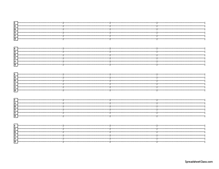 PDF Guitar Tabs Template Landscape and Medium Size Updated | PDF