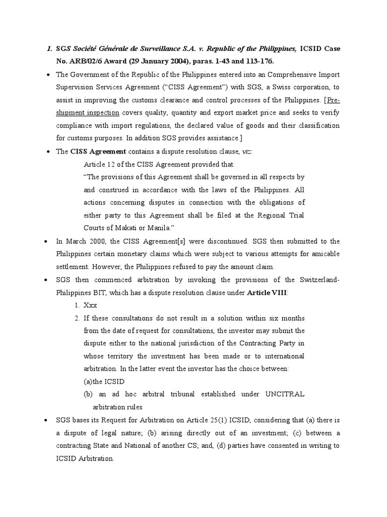Case Digest Sample | PDF | Arbitration | Treaty