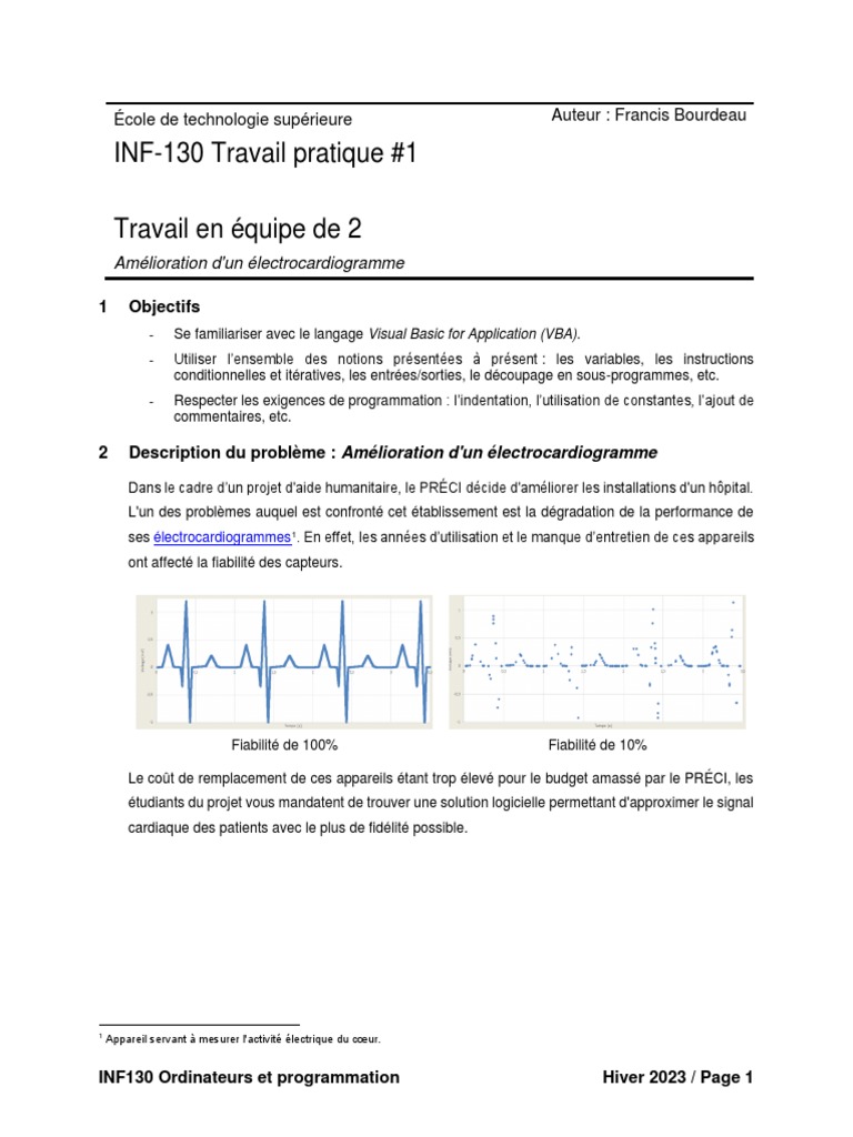 Enonce Du TP1 | PDF | Électrocardiographie | Programmation informatique