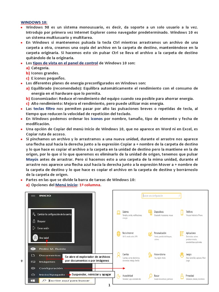 Resumen temario informática | PDF | Windows 10 | Microsoft Windows