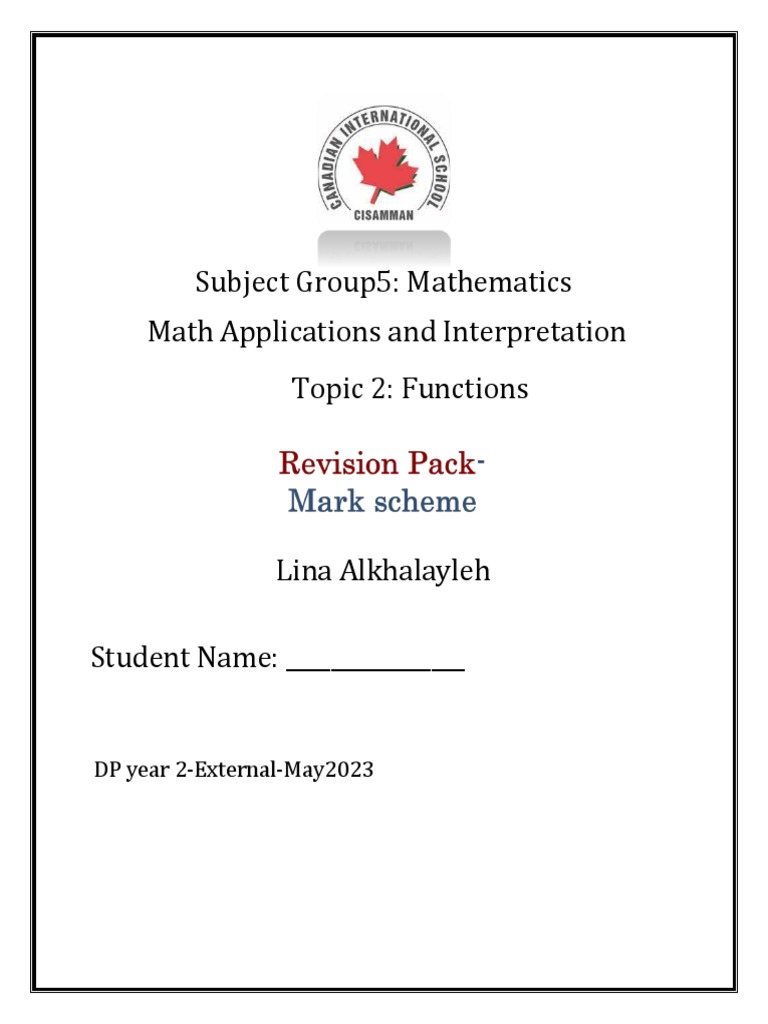 AI T2 Functions MS Revision Pack | PDF | Function (Mathematics) | Asymptote
