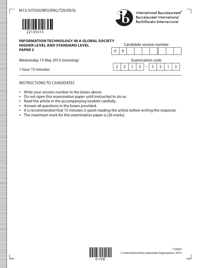 ITGS HLSL Paper 2 Question Booklet | Download Free PDF | Computing ITGS HLSL Paper 2 Question Booklet | Download Free PDF | Computing
