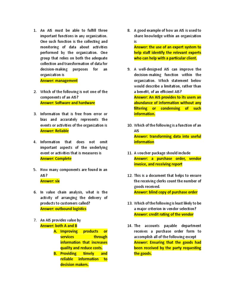 Acc224-Ais Final Exam Reviewer | PDF | Business Economics | Information Technology