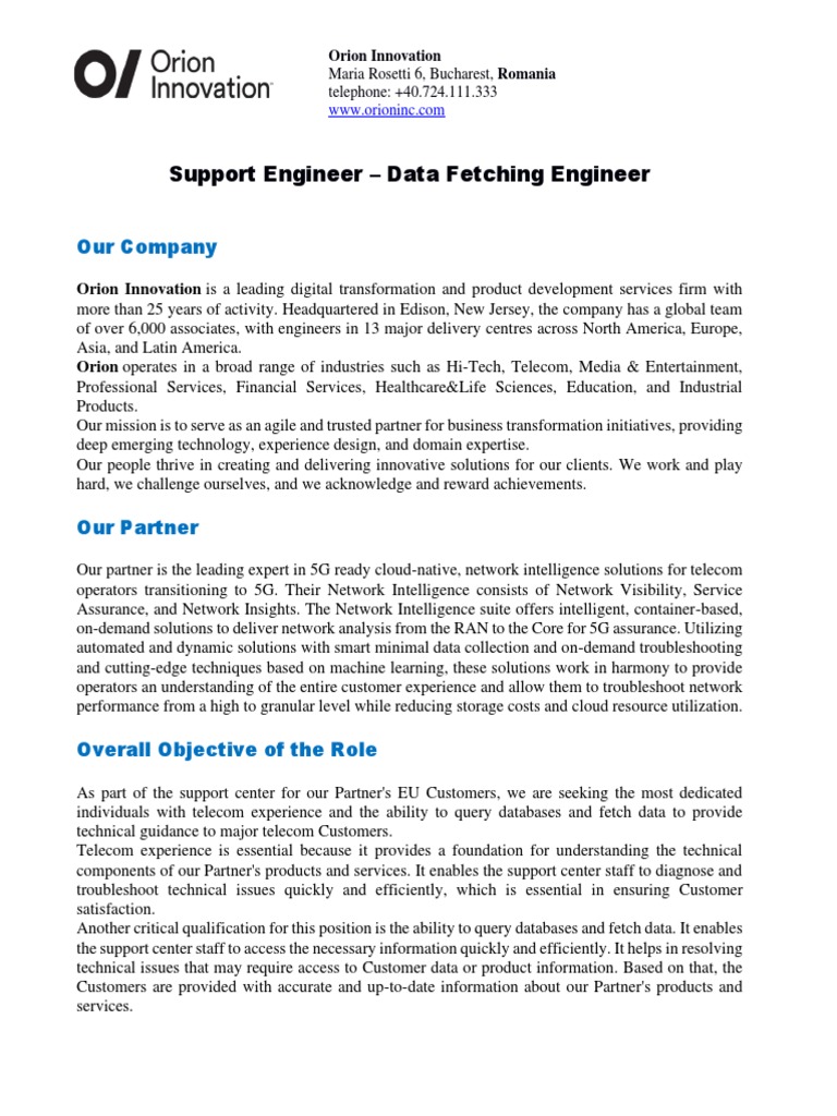 Support Engineer - Data Fetching Engineer | Download Free PDF | Databases | Data