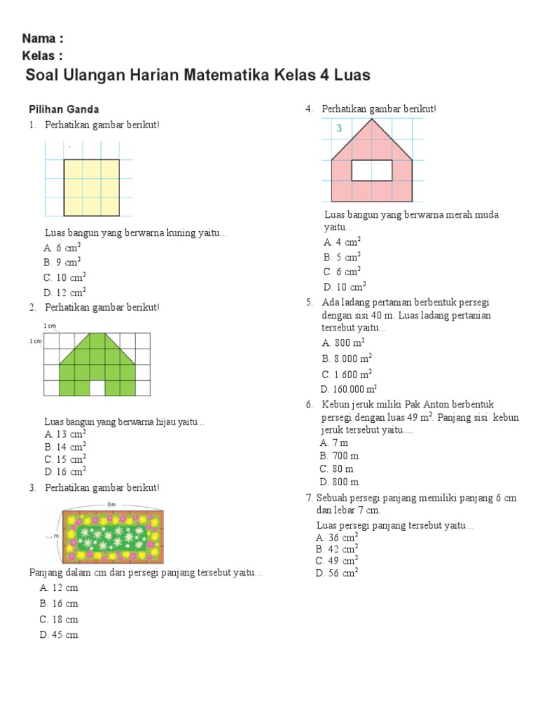 Soal Matematika Kelas 4 Luas 2 | PDF