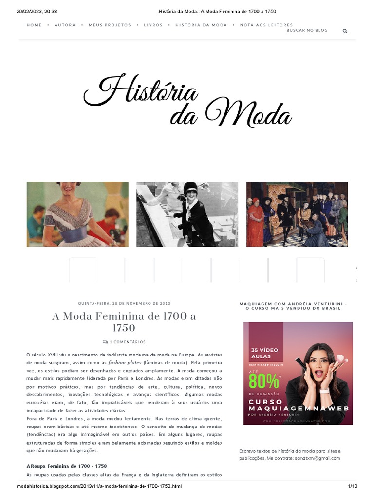 História Da Moda. - A Moda Feminina de 1700 A 1750 | PDF | Saia | Moda