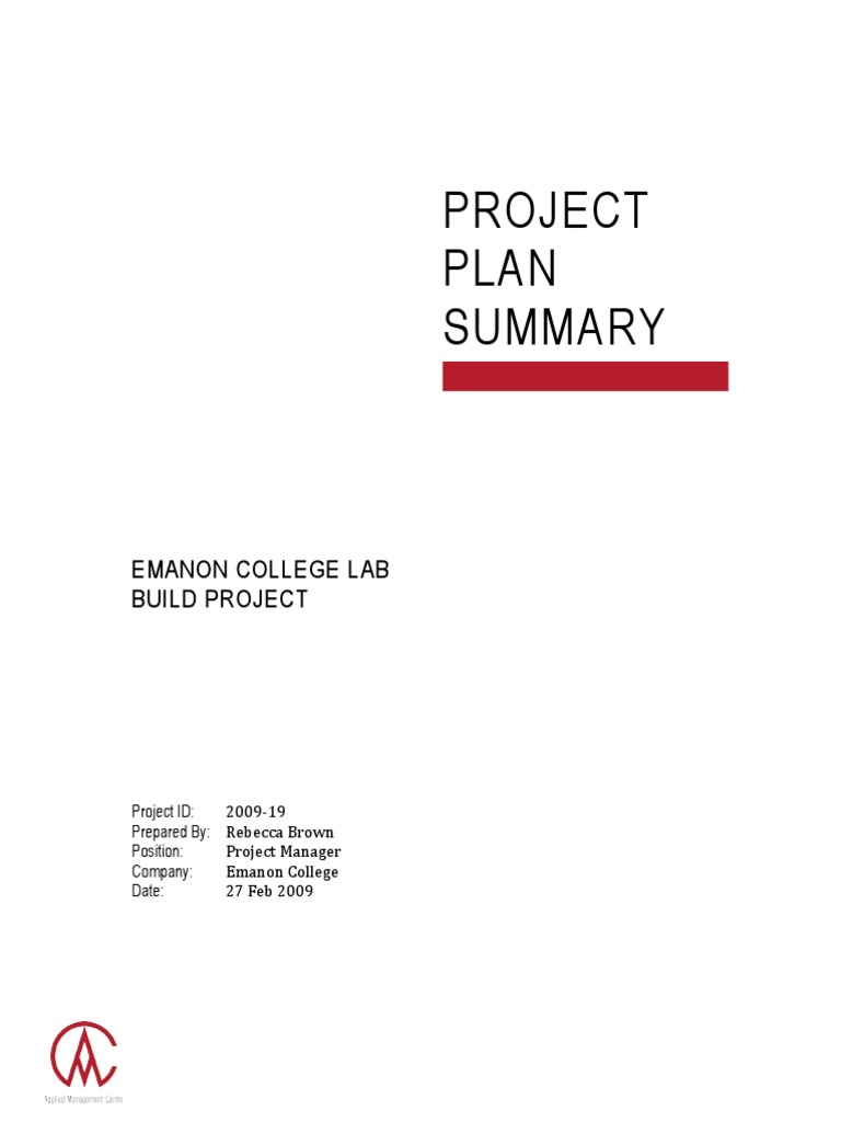 Project Plan Summary - Lab Build | PDF | Specification (Technical ...