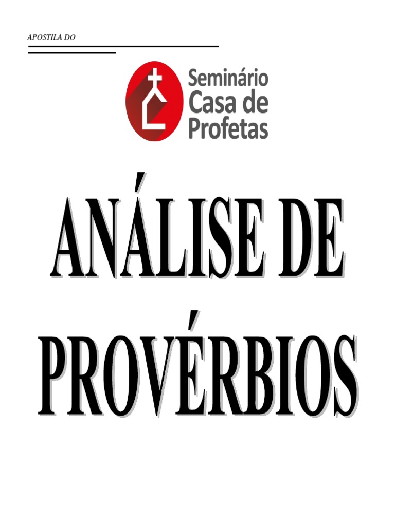 Apostila Analise de Proverbios Final | PDF | Sabedoria | Livro dos Provérbios