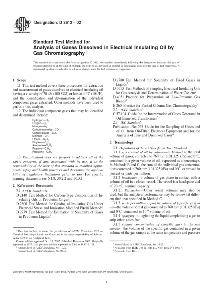 ASTM D 3612 (2002) - Método Estándar de Prueba para Análisis de Gases ...