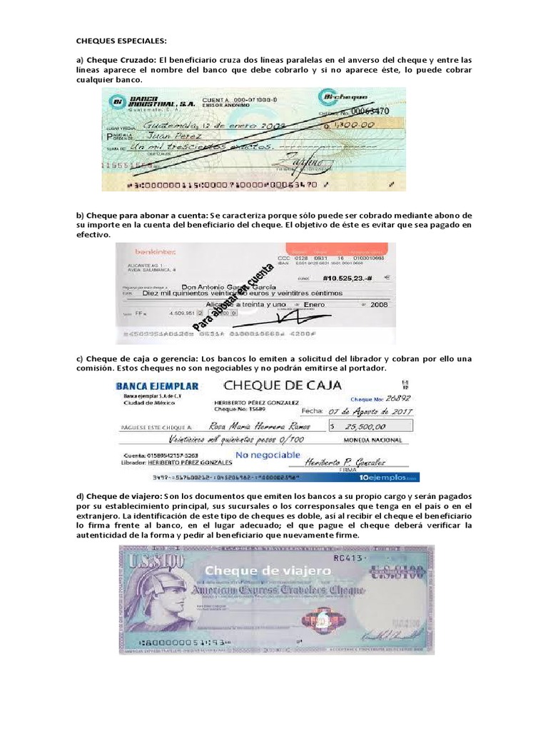 Tipos de Cheques Especiales | PDF