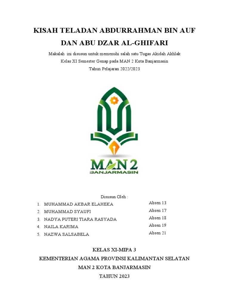 Kisah Teladan Abdurrahman Bin Auf Dan Abu Dzar | PDF | Agama ...