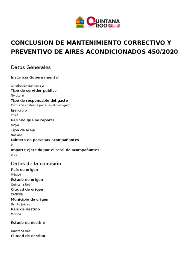 Conclusion de Mantenimiento Correctivo y Preventivo de Aires ...