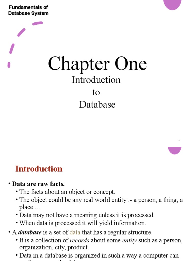 Chapter 1 - Fundametals of Data Base | PDF | Databases | Data Chapter 1 - Fundametals of Data Base | PDF | Databases | Data