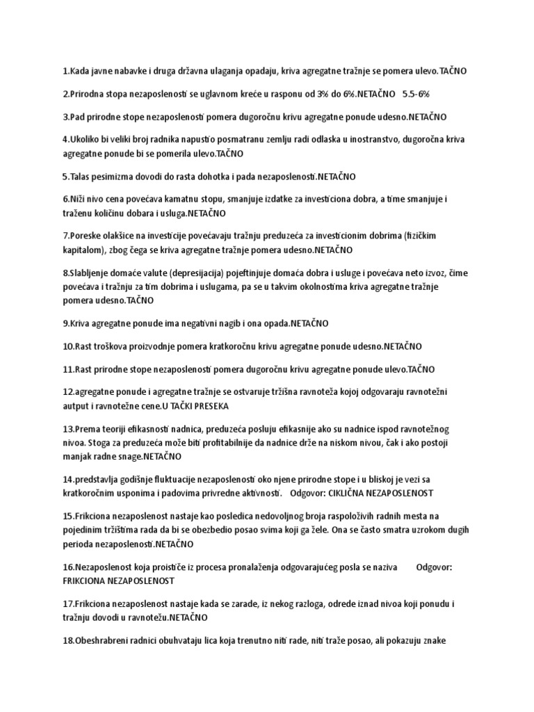 Pitanja Za Makro 2 | PDF