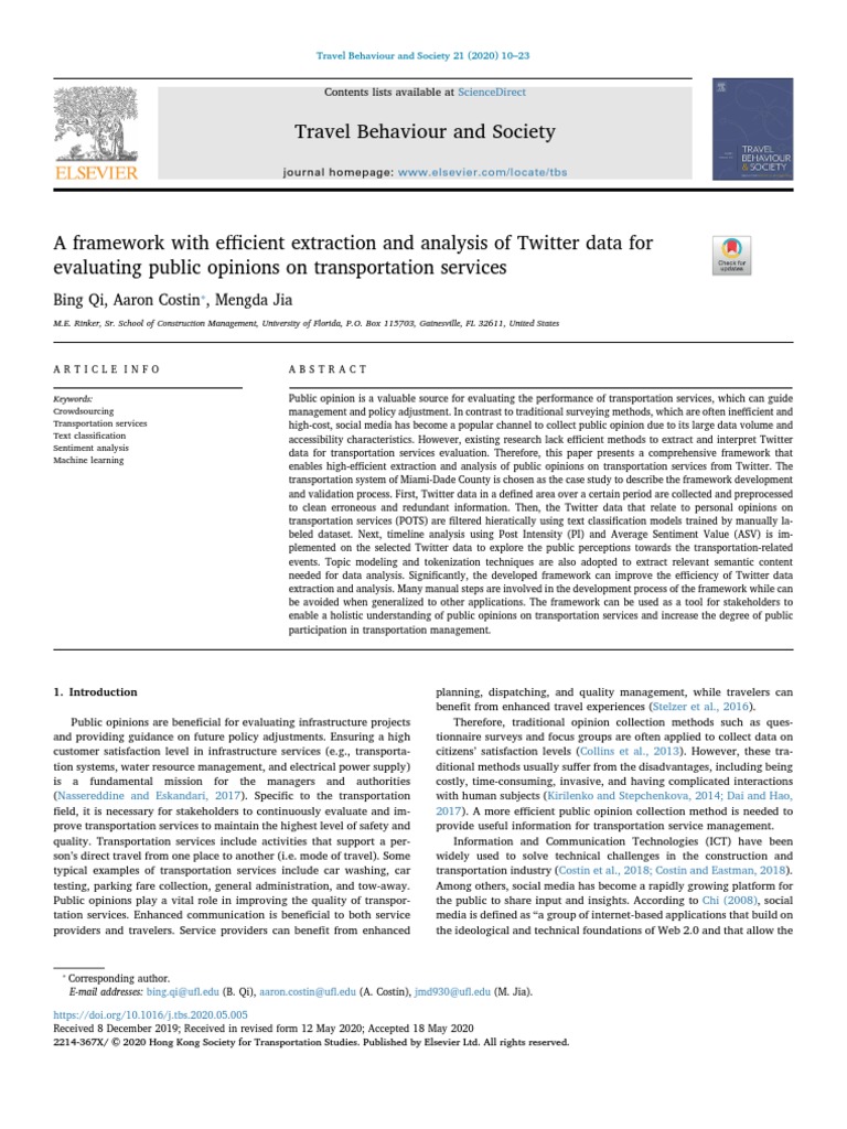 A Framework With Efficient Extraction and Analysis of Twitter Data For ... A Framework With Efficient Extraction and Analysis of Twitter Data For ...