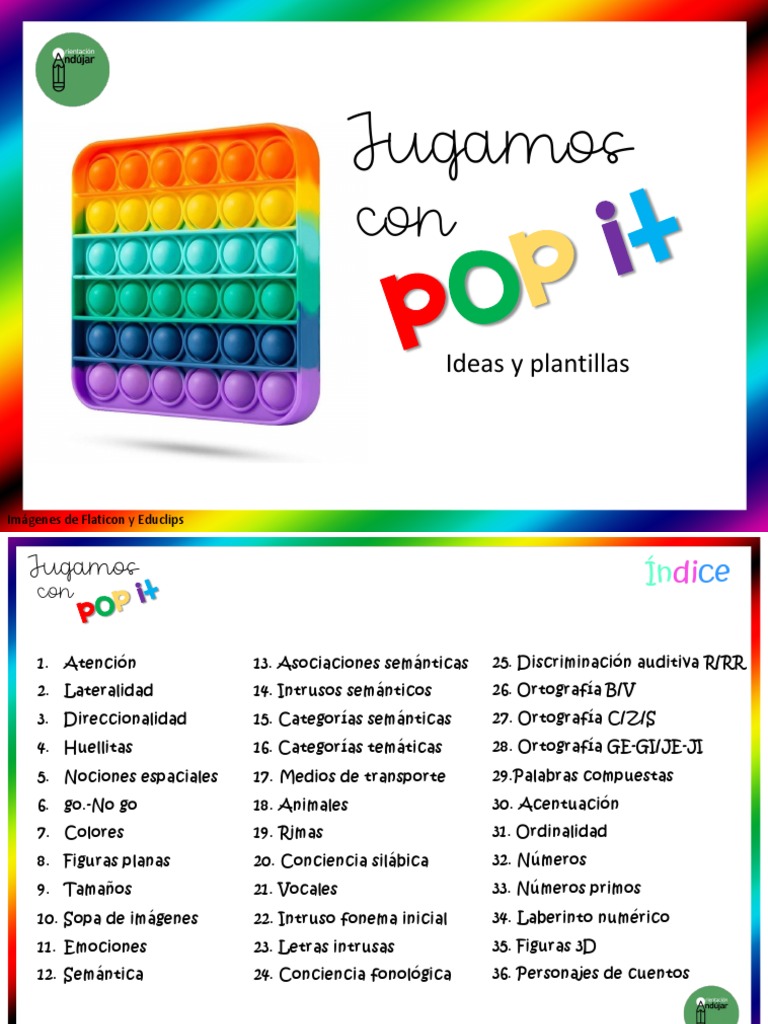 Coleccion de Pop It Con Soluciones Tienda | PDF | Color | Sílaba