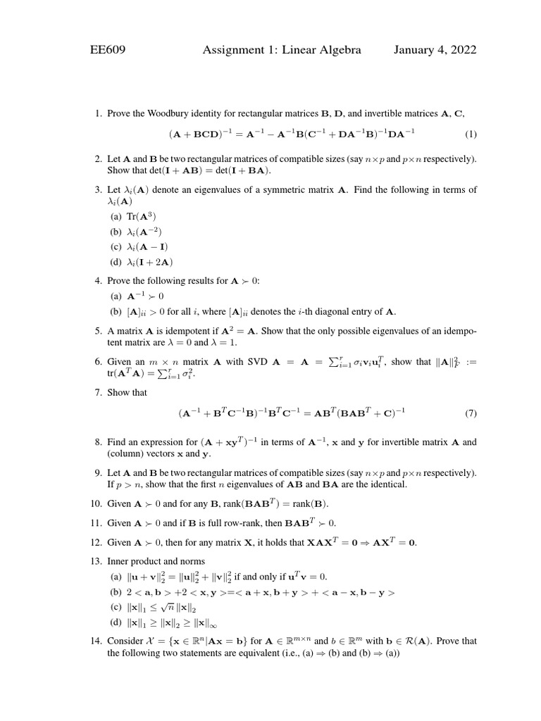 Ass 1 609 | PDF | Matrix (Mathematics) | Mathematical Analysis