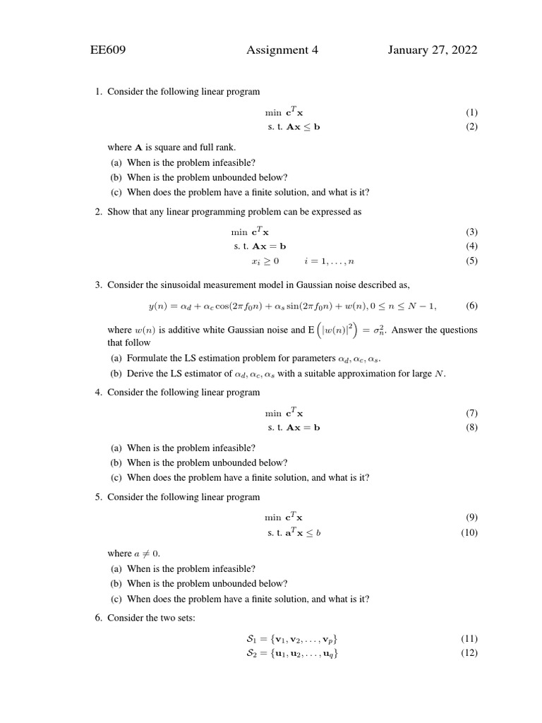 Ass4 609 | Descargar gratis PDF | Linear Programming | Computational Science