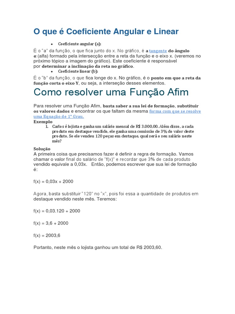 O Que É Coeficiente Angular e Linear | PDF