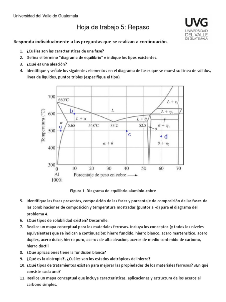 Hoja de trabajo 5-Repaso 2 | PDF | Acero | Acero inoxidable