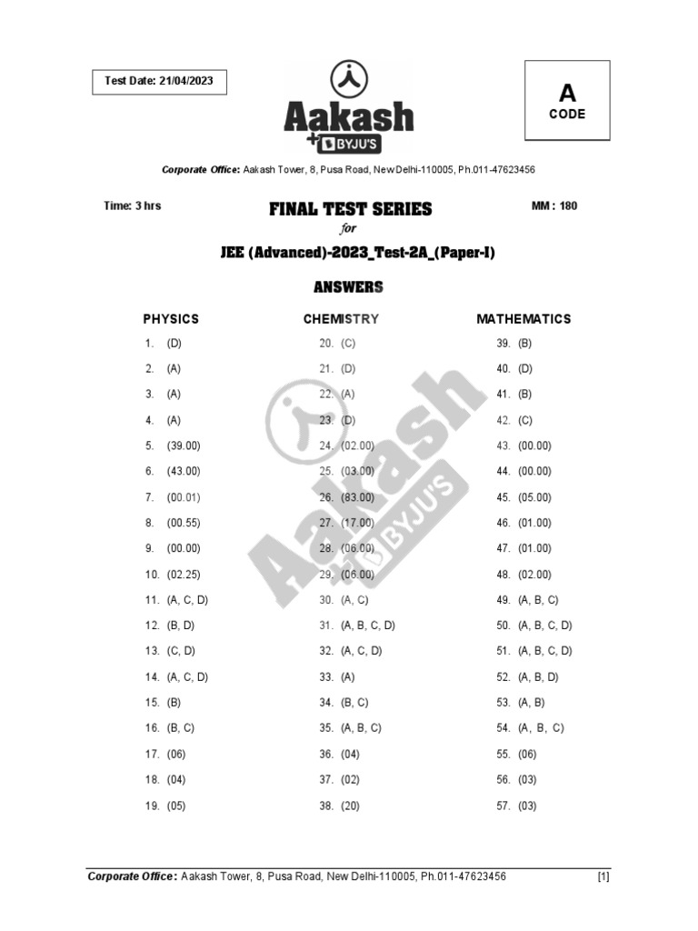FTS-2A Paper-1 Sol | PDF | Colloid | Particle