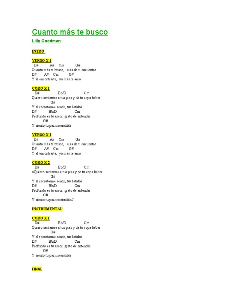 Acordes - Cuanto Mas Te Busco | PDF