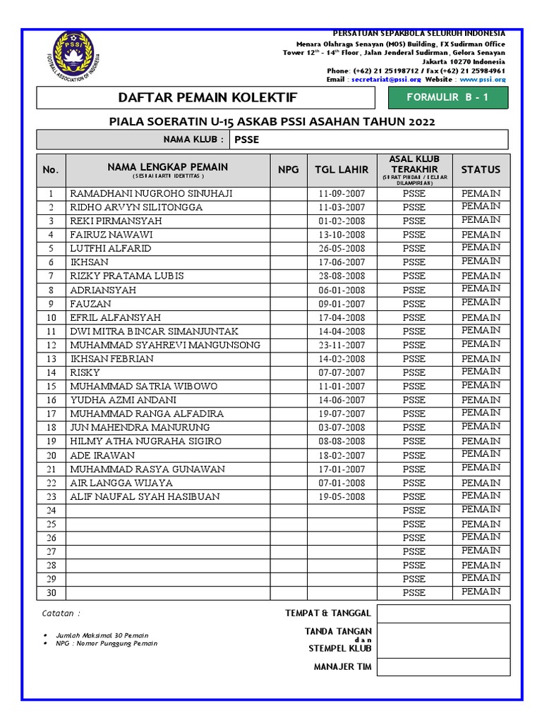 B1 Formulir Pendaftaran Kolektif | PDF