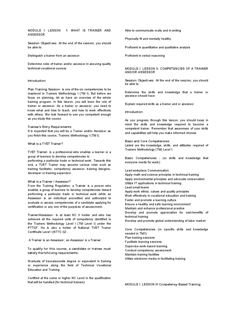 TM 1 Handout | PDF | Learning Styles | Learning