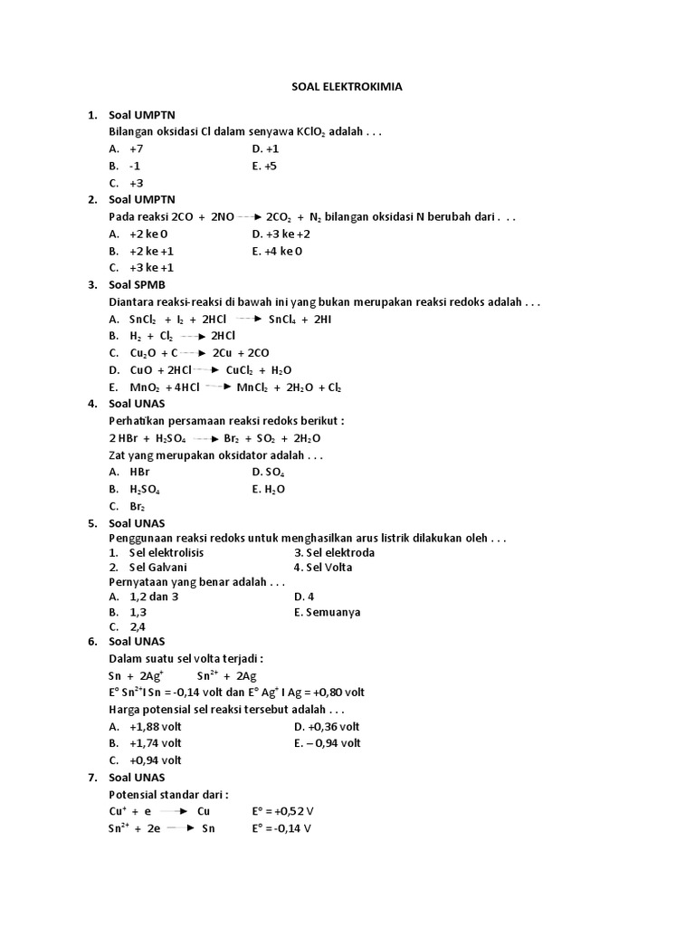 Soal Elektrokimia | PDF