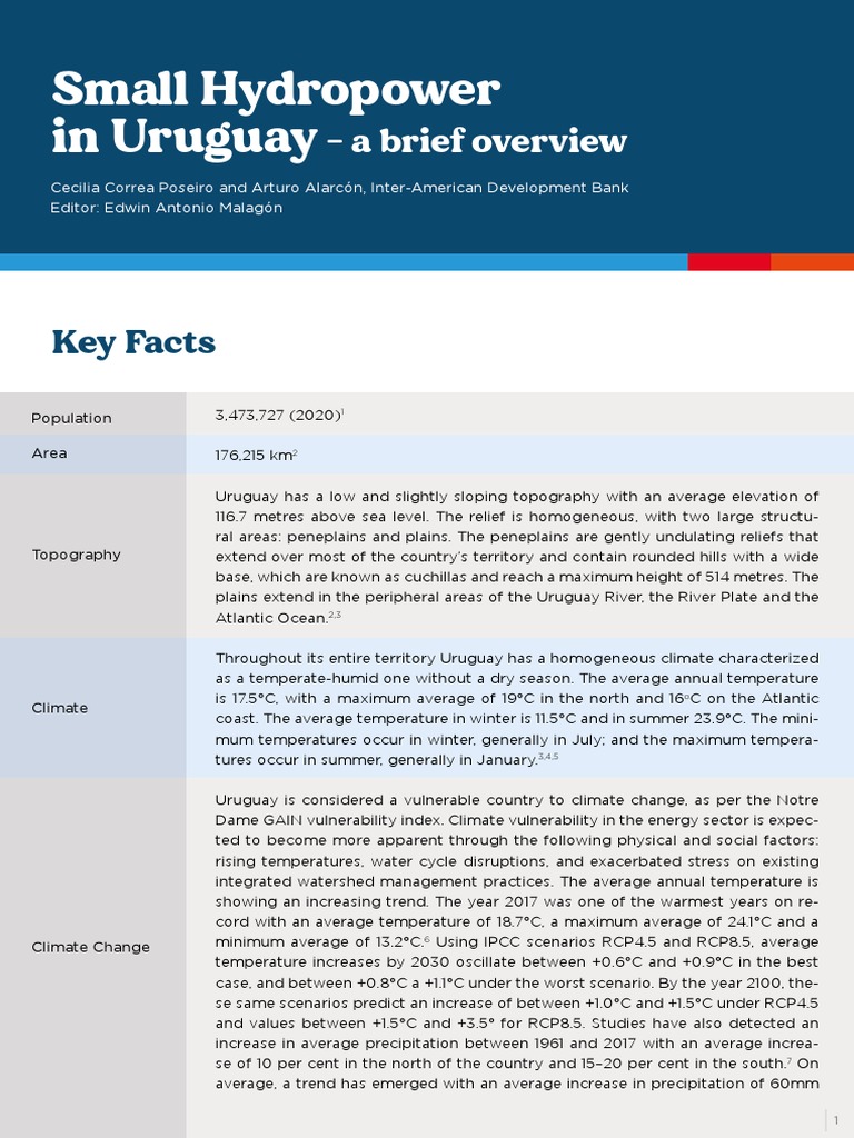 BID 2022 Small Hydropower in Uruguay - A Brief Overview | PDF