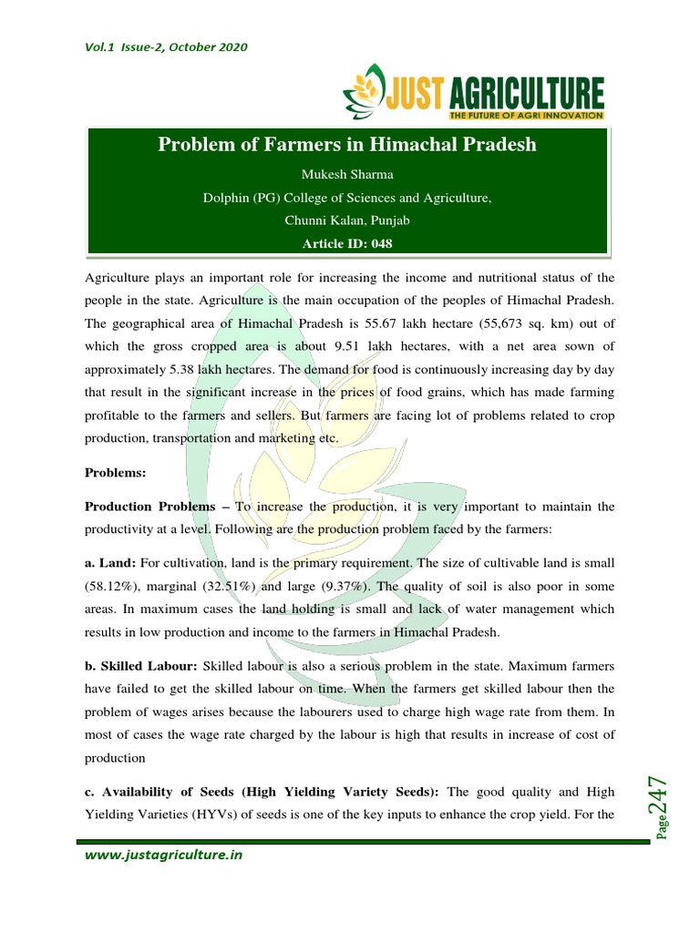 Problem of Farmers in Himachal Pradesh | PDF | Agriculture | Fertilizer