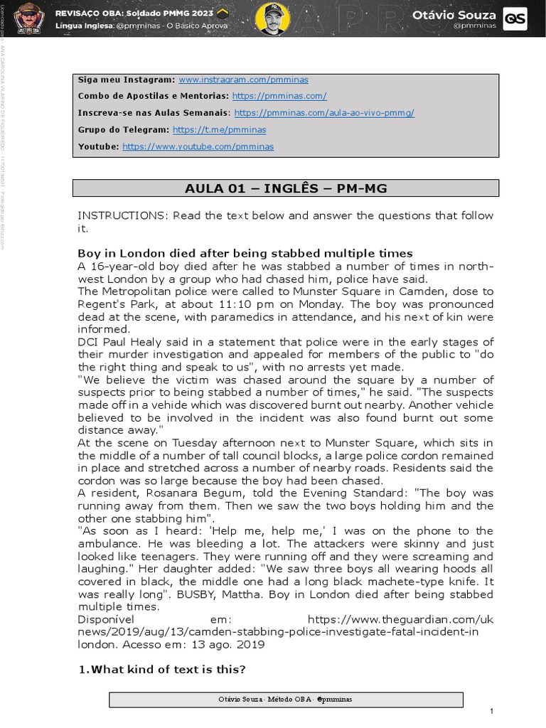 Material de Apoio Lingua Inglesa Prof Renato Baggio | PDF | Robotics | Robot