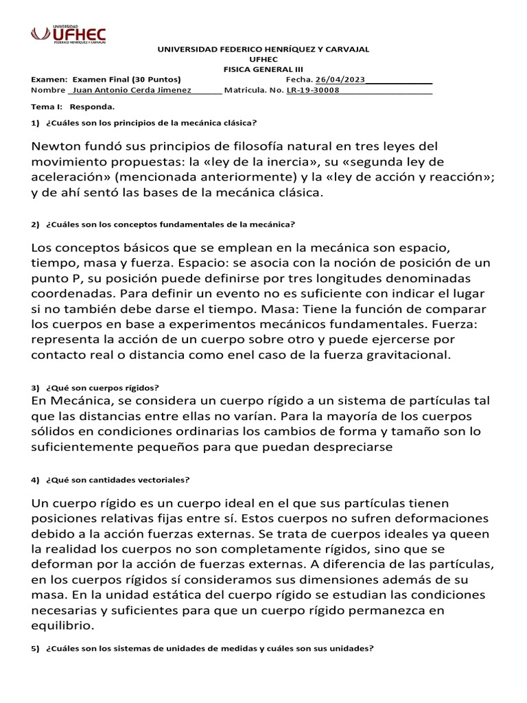 Examen Final de Fisica Iii | PDF | Fuerza | Vector Euclidiano