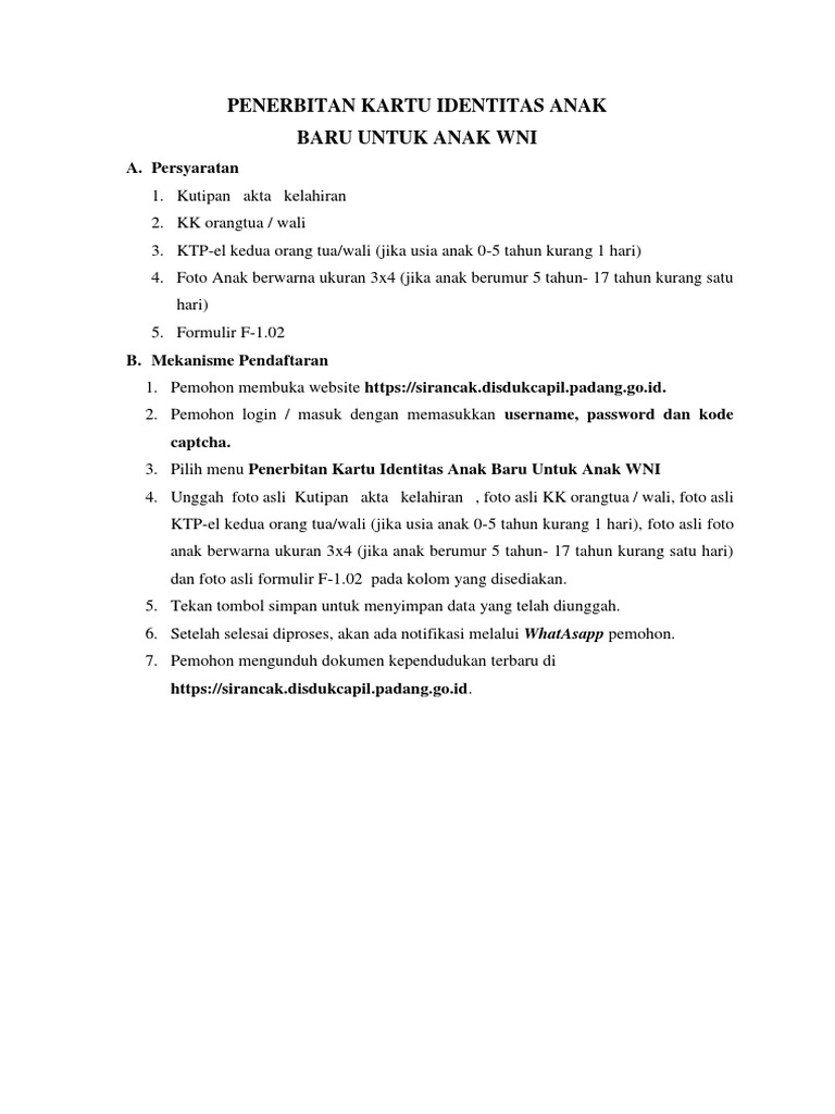 0037 Penerbitan Kartu Identitas Anak Baru Untuk Anak Pdf