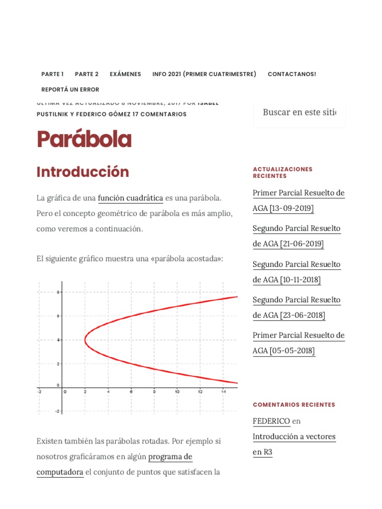 Parábola - Definición, Ecuaciones y Ejercicios Resueltos (Guía Completa ...
