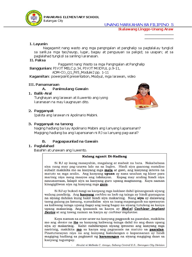 Fil5-Q1-W2 Day1-5 Pangngalan at Panghalip | PDF